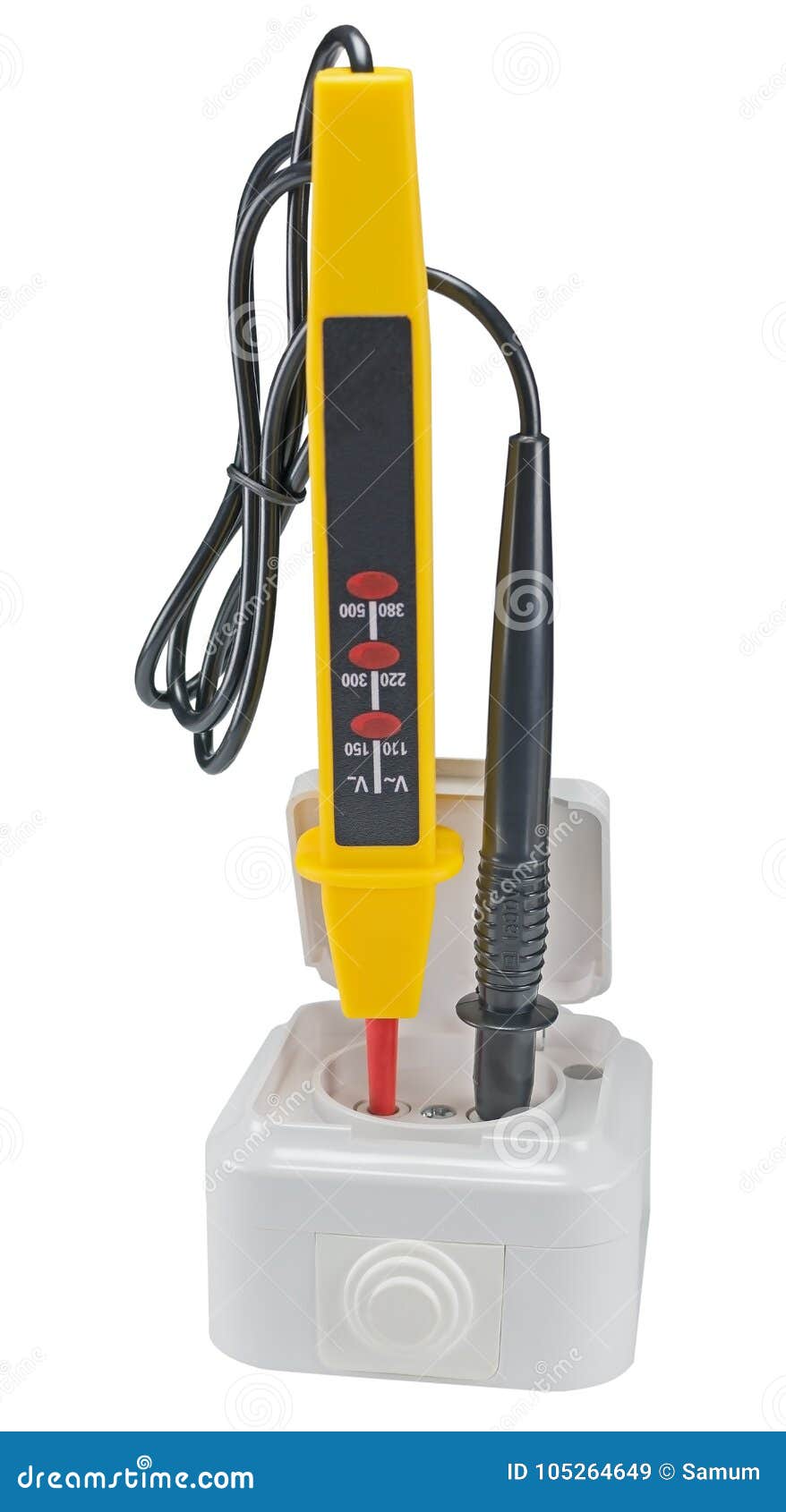 Voltage Tester and Electric Plug on White Stock Image - Image of ...
