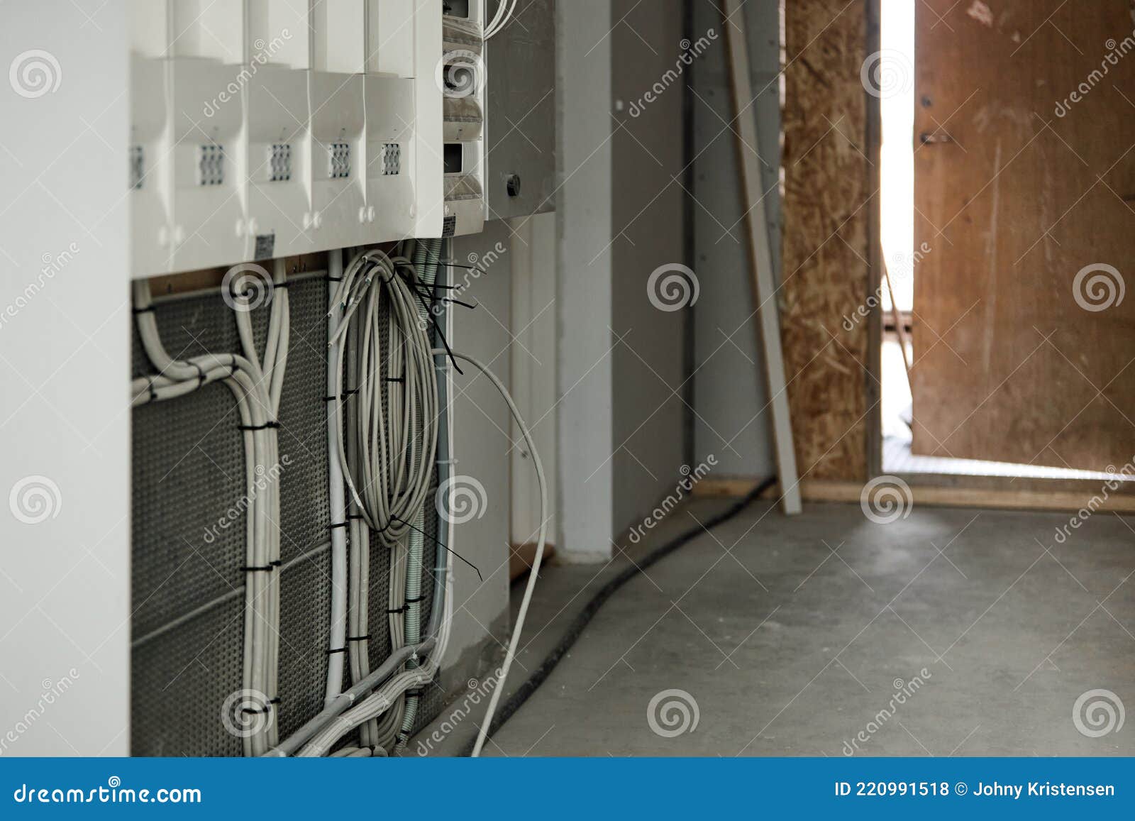 Voltage Wire Installation in a New Building Stock Photo - Image of ...