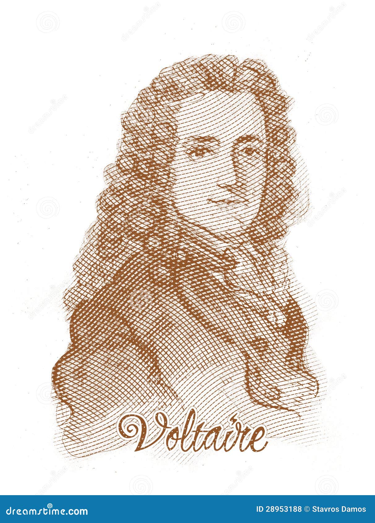 Voltaire Portrait In Line Art Illustration Cartoon Vector ...