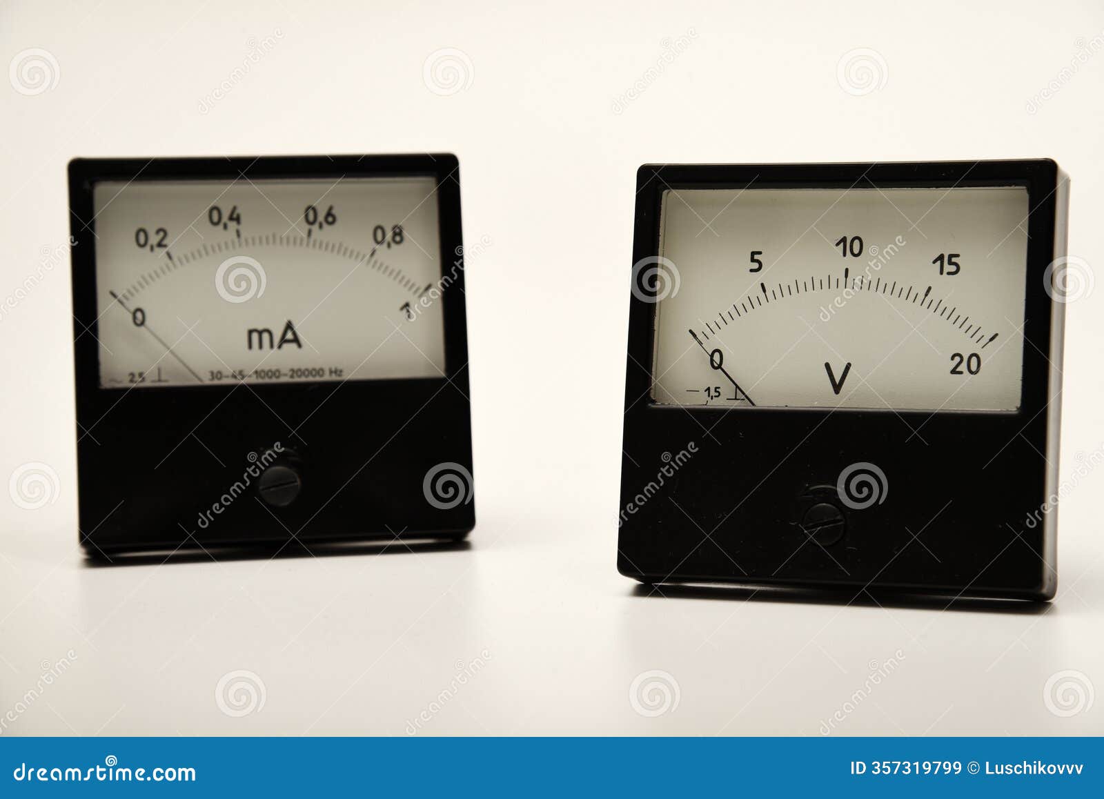 Voltmeter and Ammeter on a White Background. a Means of Measuring ...
