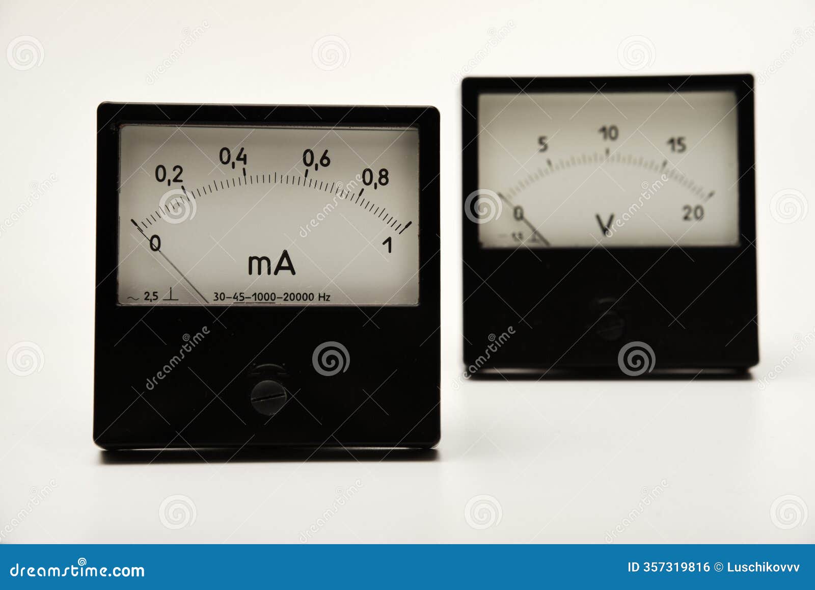 Voltmeter and Ammeter on a White Background. a Means of Measuring ...