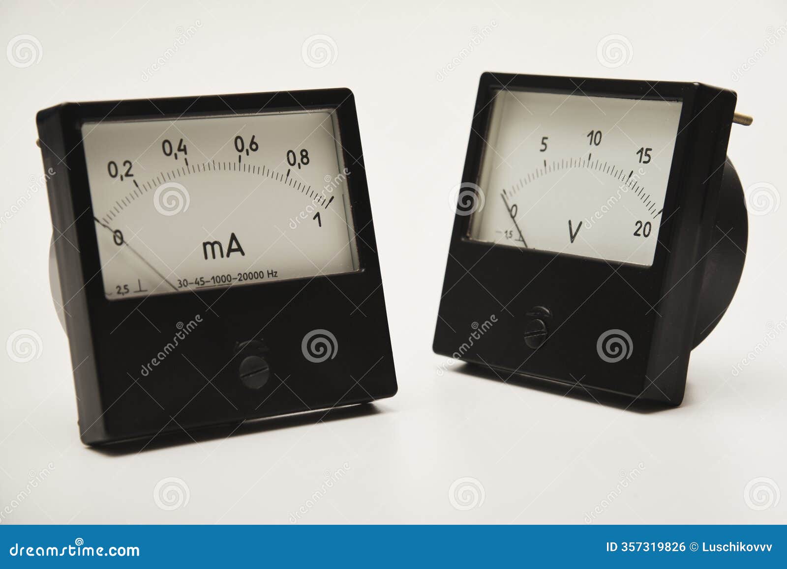 Current, Voltage, And Frequency Digital Meters Stock Photo ...
