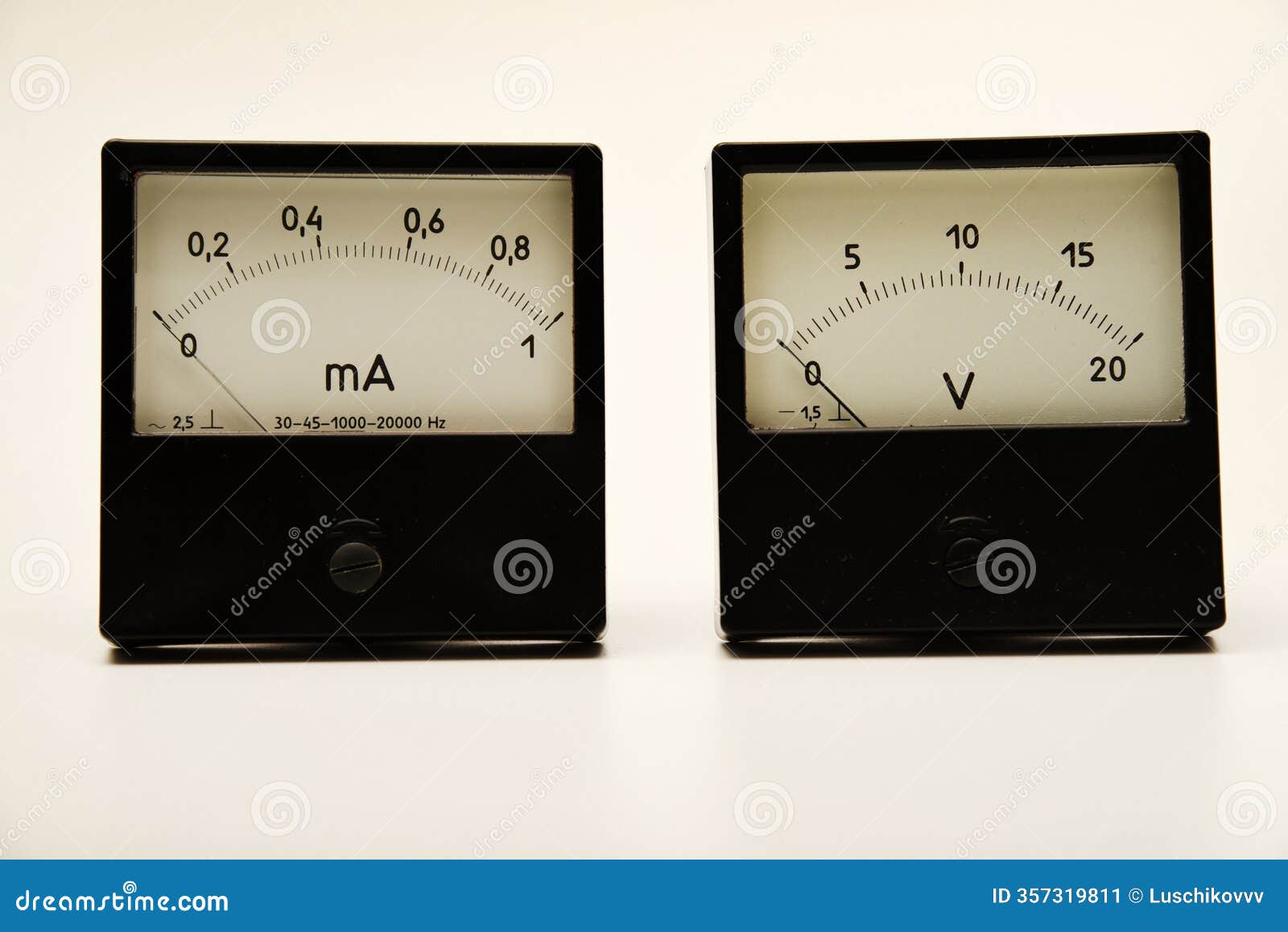 Current, Voltage, And Frequency Digital Meters Stock Photo ...
