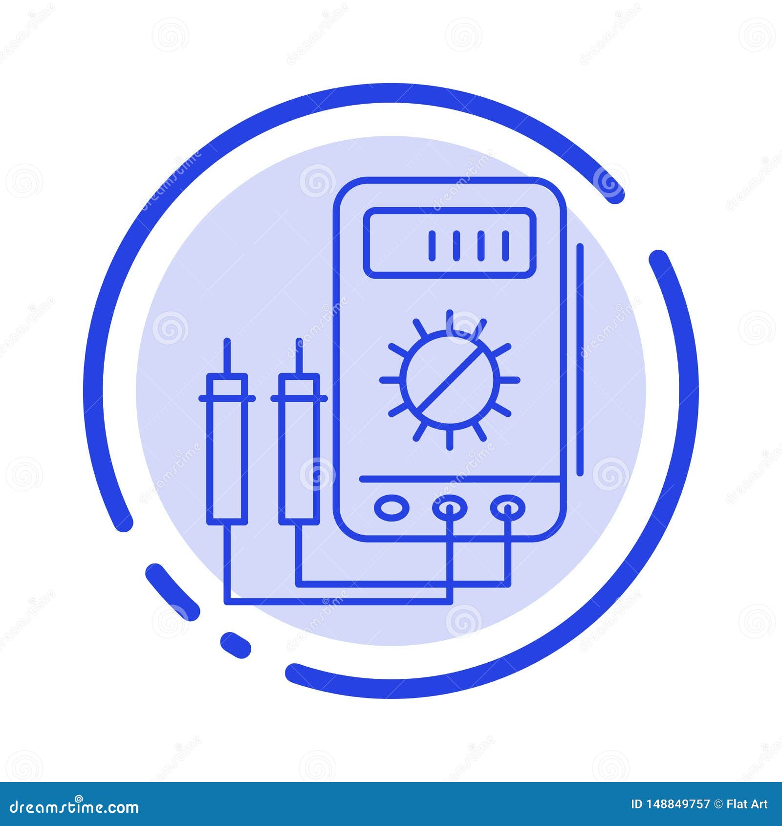 Voltmeter, Ampere, Watt, Digital, Tester Blue Dotted Line Line Icon ...