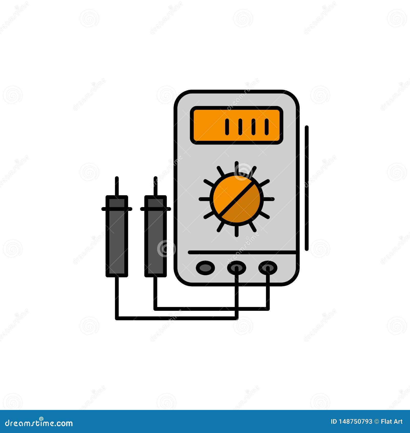 Voltmeter, Ampere, Watt, Digital, Tester Flat Color Icon. Vector Icon ...