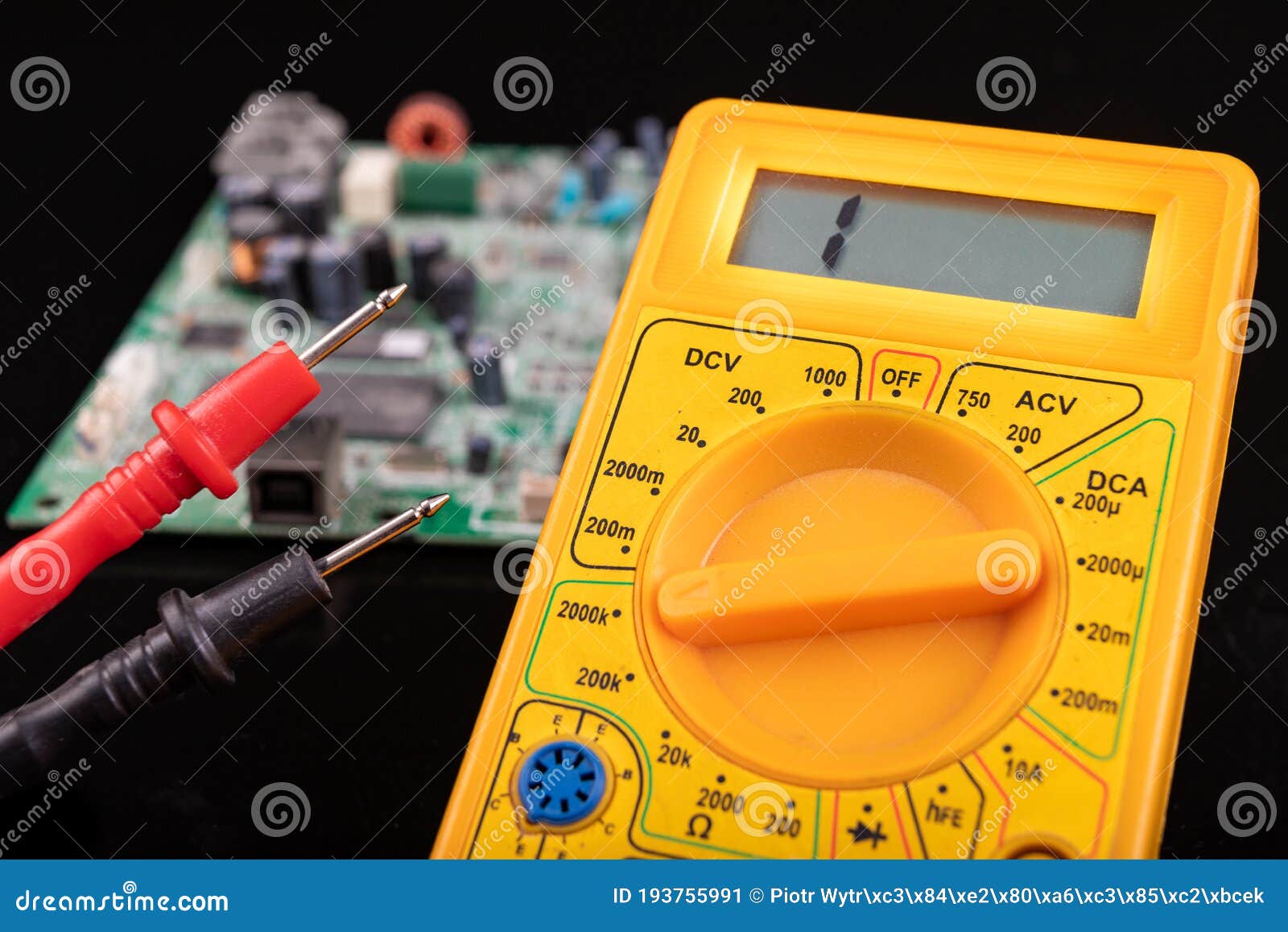 Voltmeter and Circuit Board. Measurements and Repairs in an Electronics ...