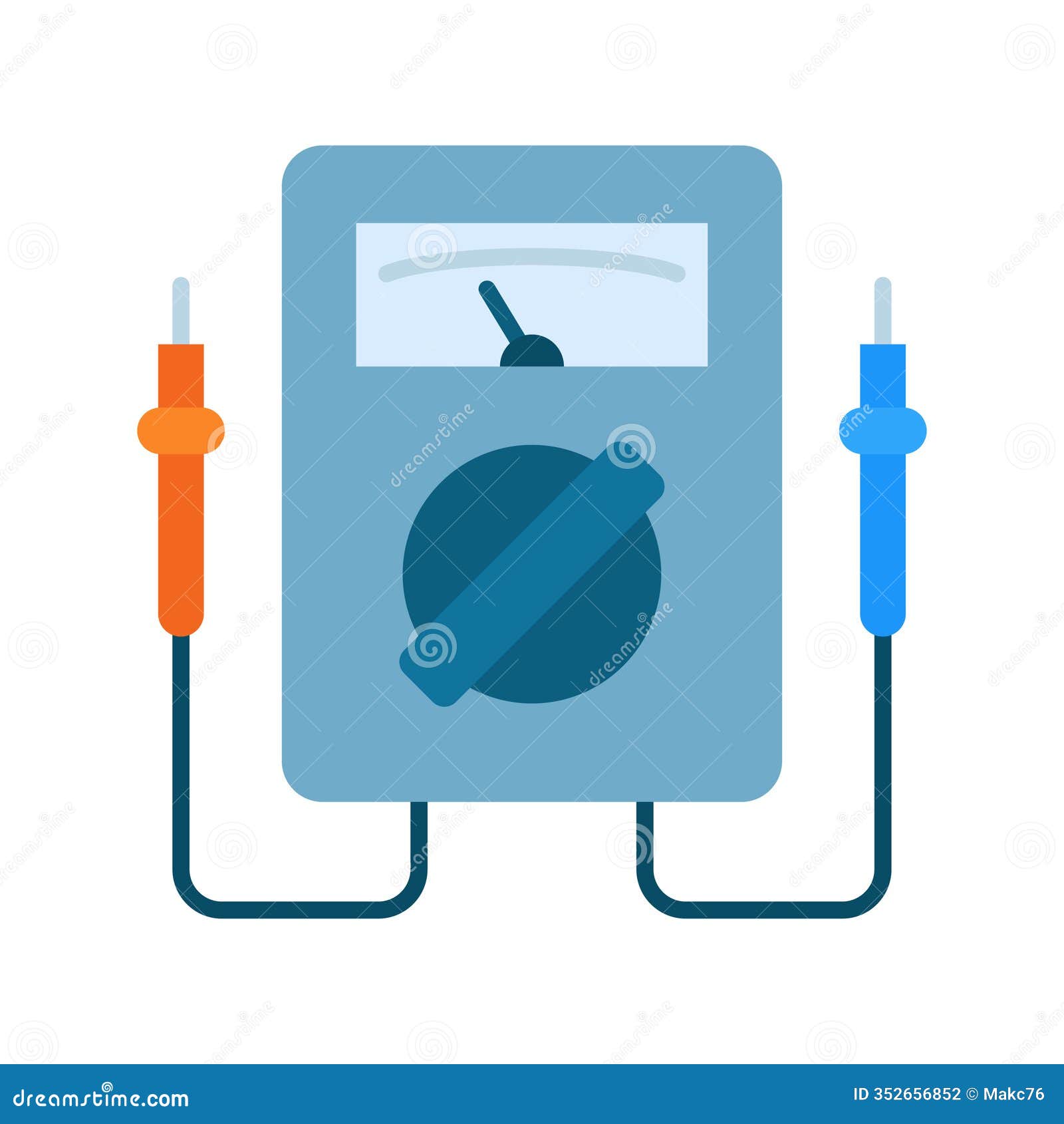 Voltmeter Icon. Electronic Tester with Orange and Blue Test Leads Stock ...