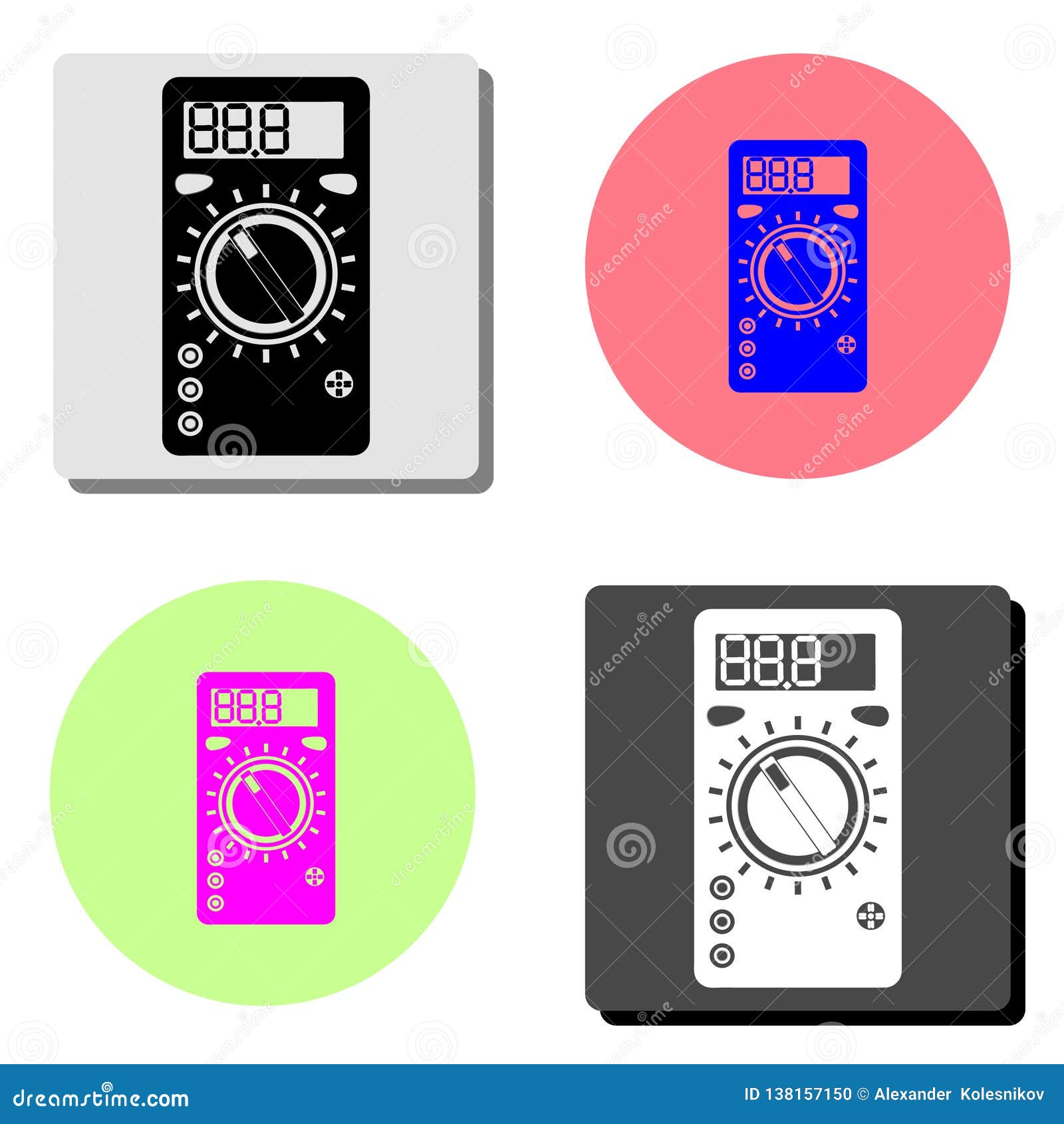 Voltmeter Measurement Voltage. Flat Vector Icon Stock Illustration ...