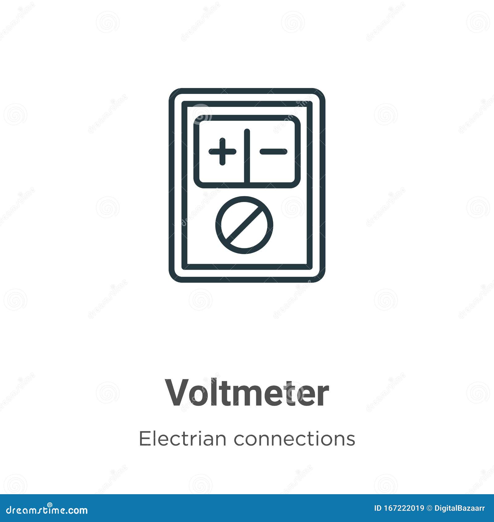 Voltmeter Outline Vector Icon. Thin Line Black Voltmeter Icon, Flat ...