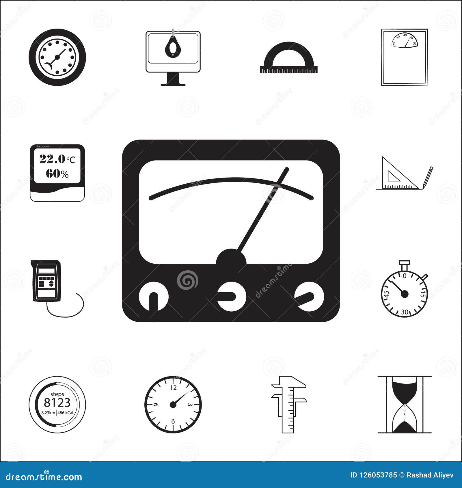Voltmetericon. Measuring Elements Icons Universal Set for Web and ...