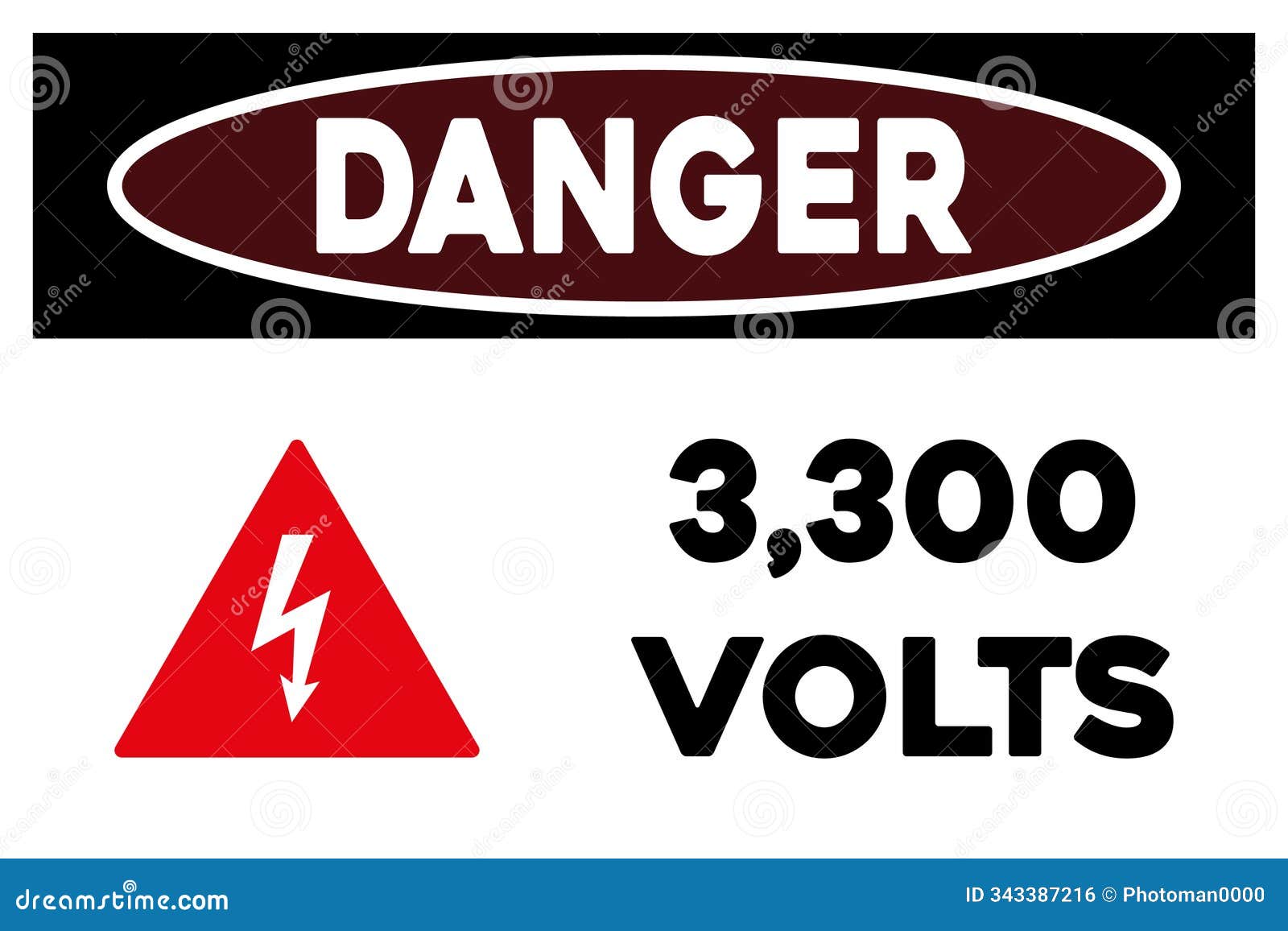 3300 Volts Warning Sign Vector Illustration | CartoonDealer.com #343387216