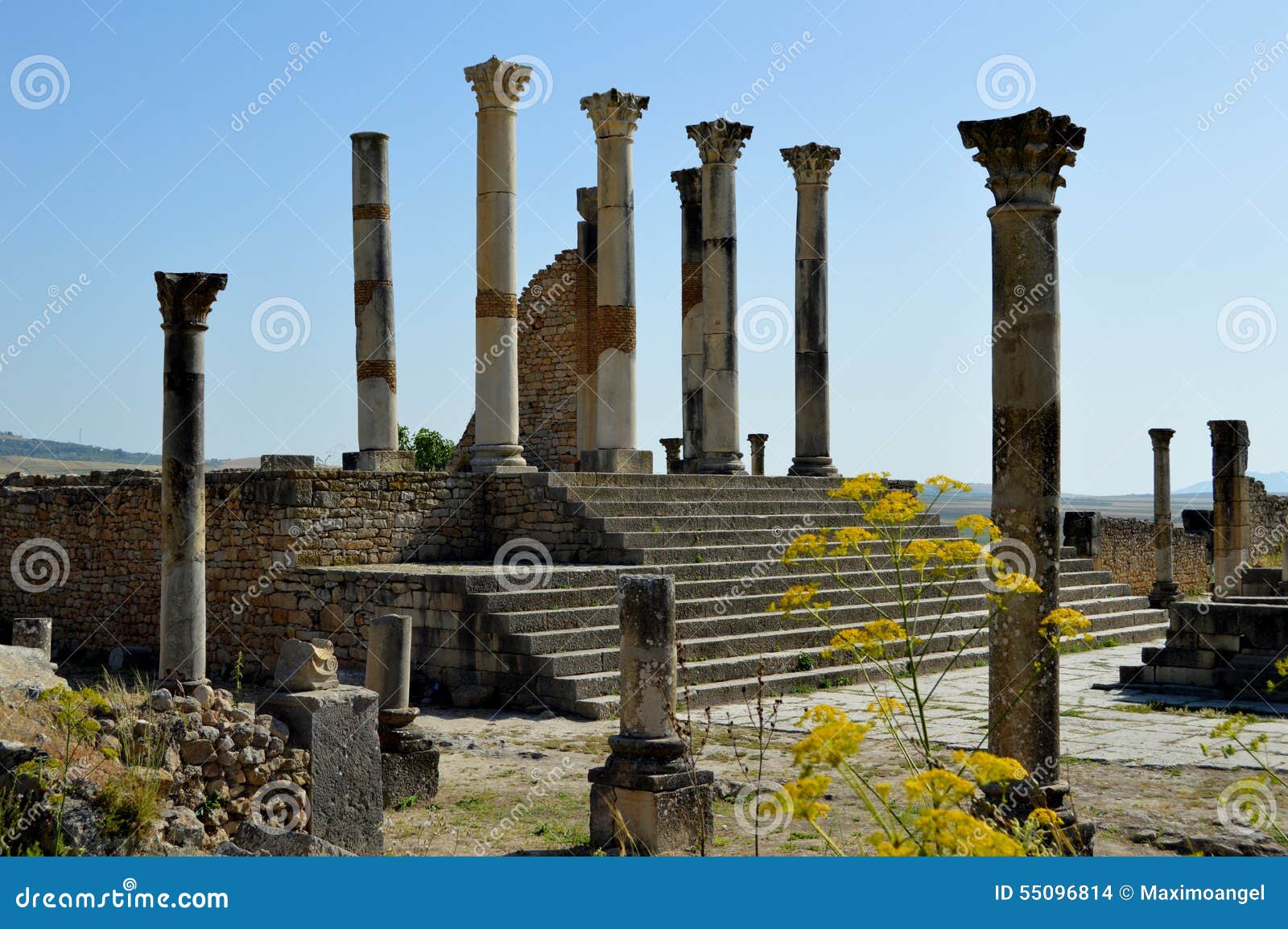 Volubilis stock photo. Image of artifact, marble, landscape - 55096814
