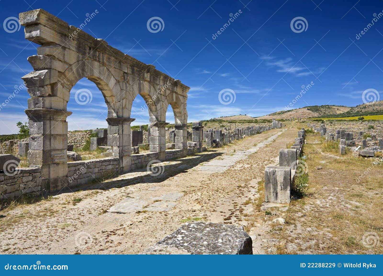 Volubilis - the Decumanus Maximus Street Stock Image - Image of arch ...
