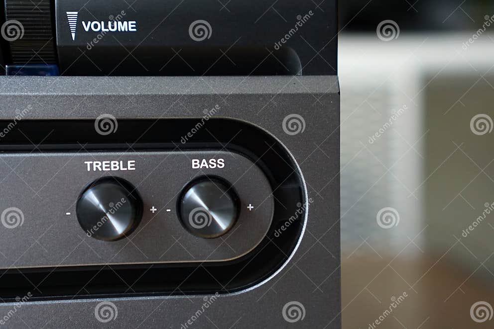 Volume, Bass and Treble Knobs on an Active Speaker Stock Image - Image ...