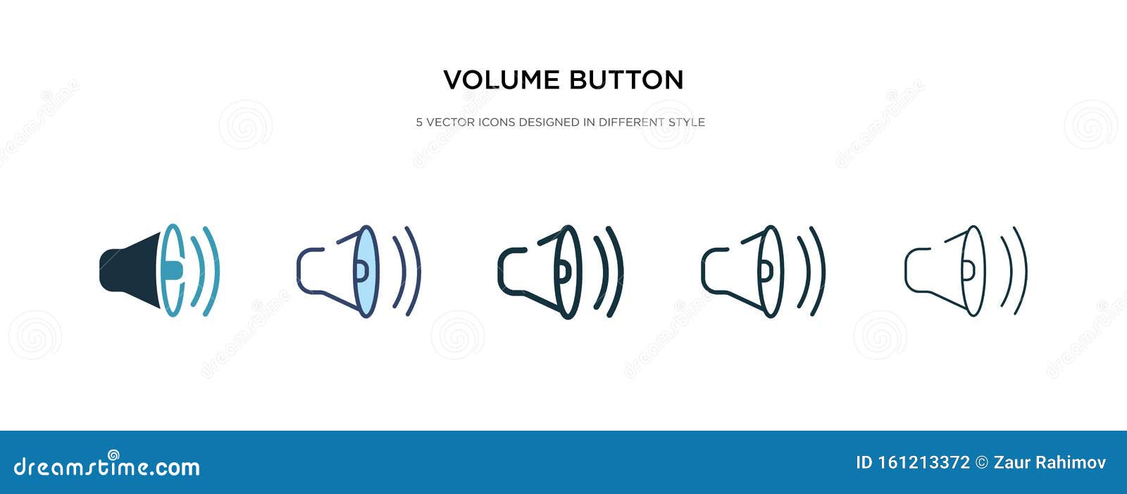 Volume Button Icon in Different Style Vector Illustration. Two Colored ...
