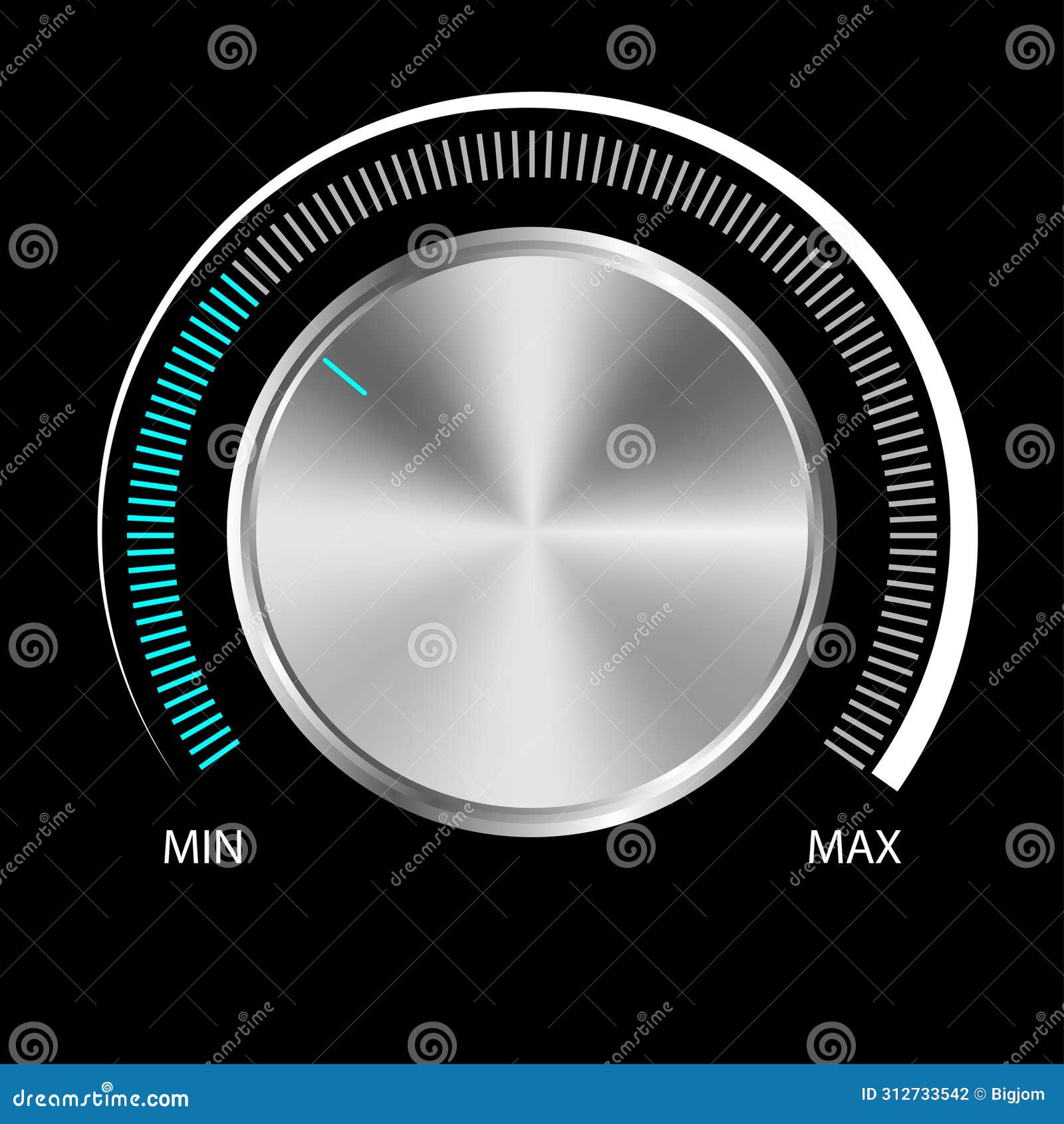 Volume Button (music Knob) with Metal Texture. Metal Audio Control Dial ...