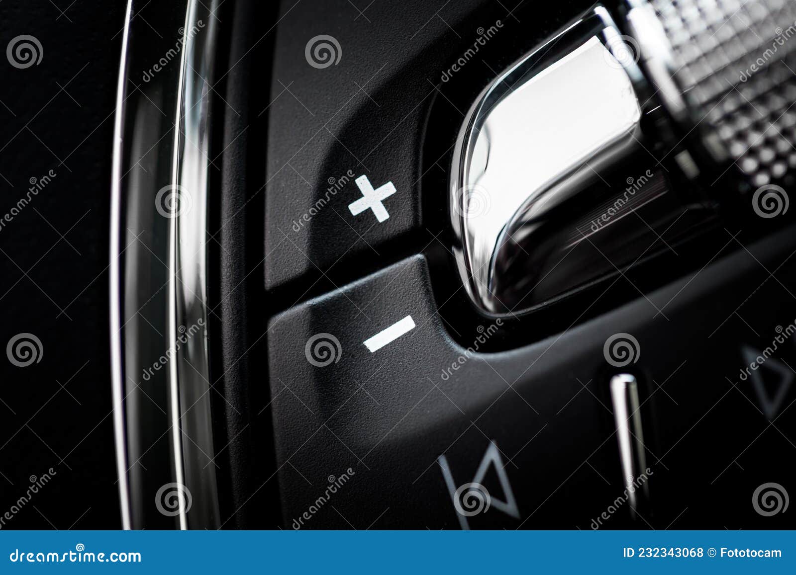 Volume Buttons in the Car on the Steering Wheel - Image Stock Photo ...