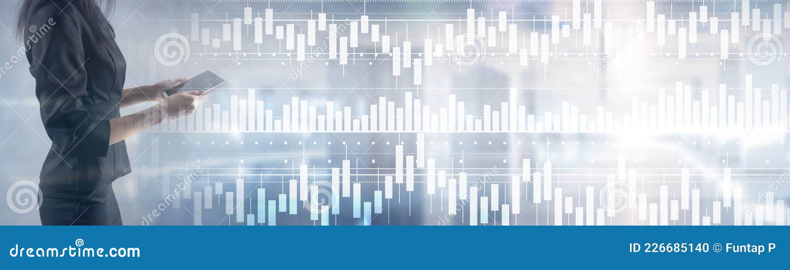 Volume Candlestick Graph Stock Market Exchange Analysis. People On The ...