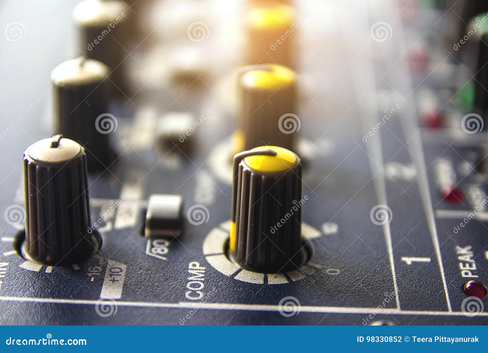 Volume Control of the Audio Mixer. Stock Photo - Image of console ...