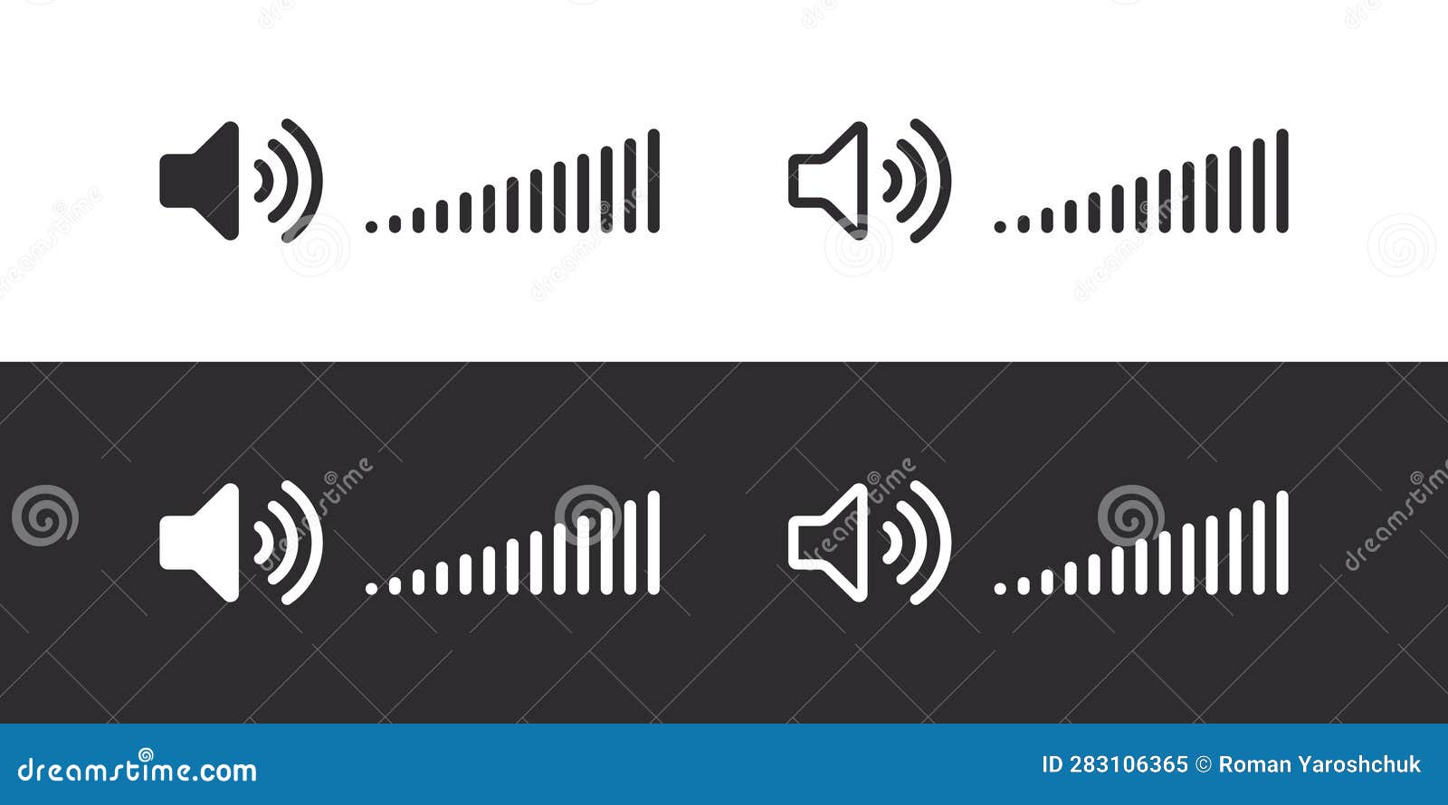 Volume Control Icons. Level Volume Adjustment Signs Stock Illustration ...