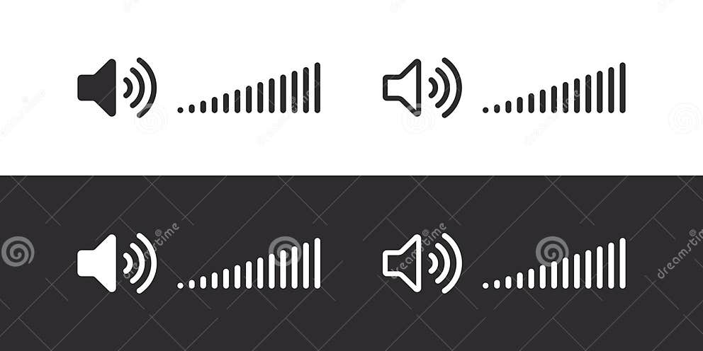 Volume Control Icons. Level Volume Adjustment Signs Stock Illustration ...