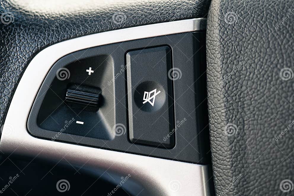 The Volume Control on the Steering Wheel of the Car Stock Photo - Image ...