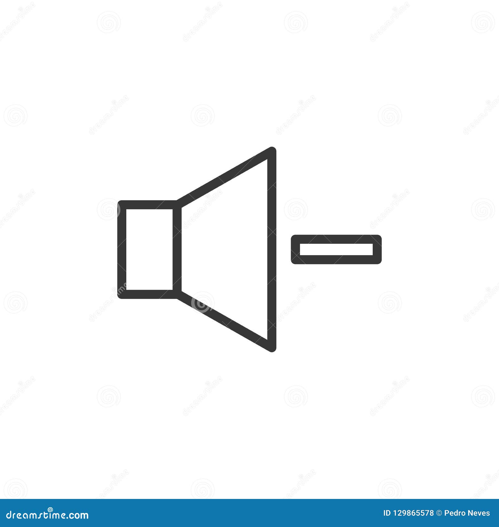Volume Decrease Icon. Vector Thin Line Speaker with a Minus Sign Stock ...