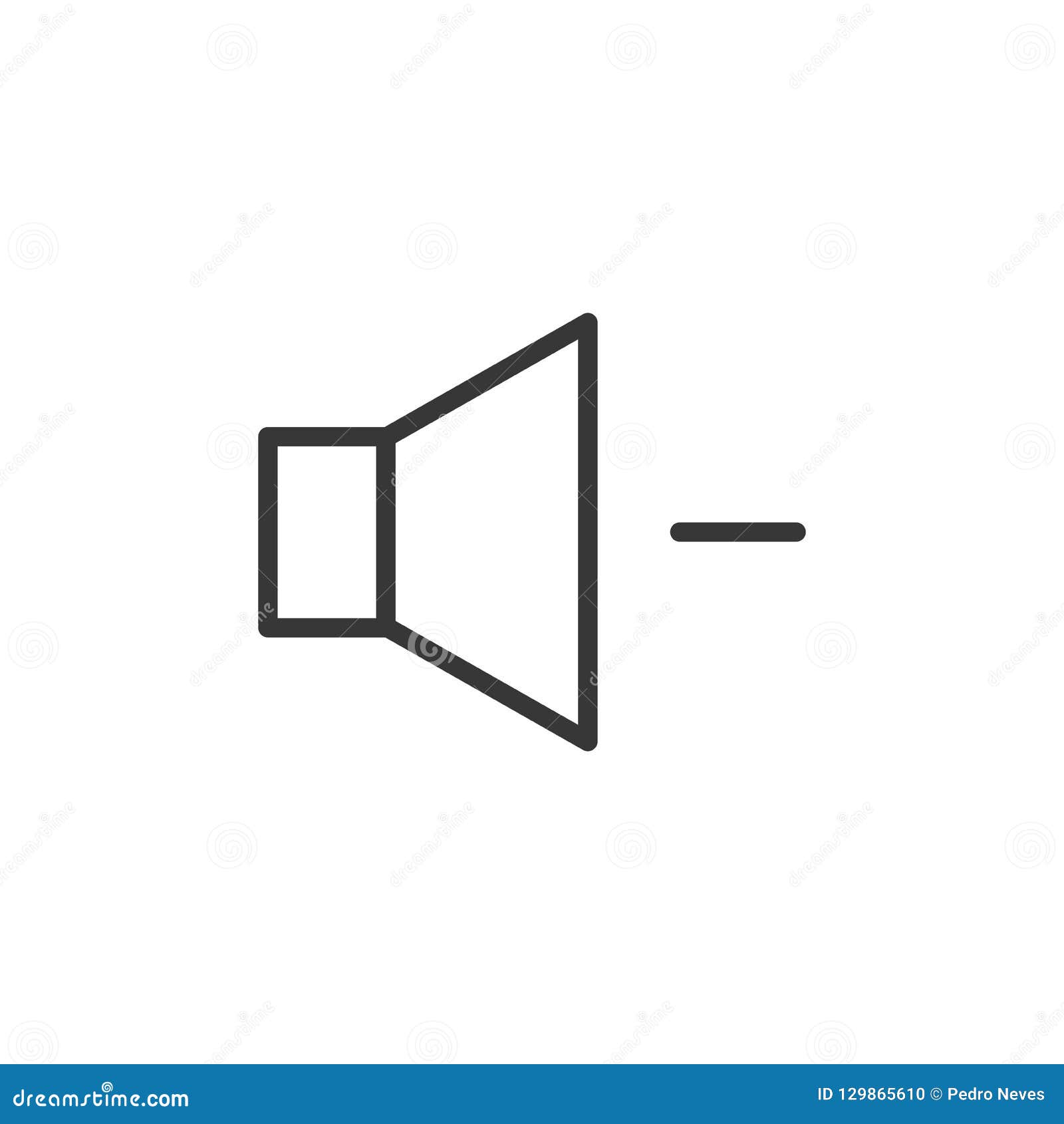 Volume Decrease Icon. Vector Thin Line Speaker with a Minus Sign Stock Vector - Illustration of ...