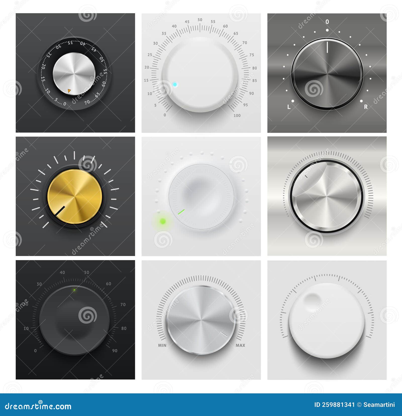 Volume Dial Knob, Music Volume Control Regulator Stock Vector - Illustration of button, circle ...