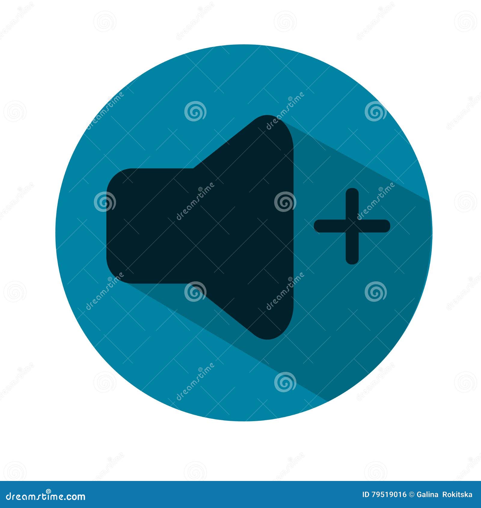 Volume Down Media Player Icon Illustration. Volume Plus Icon. Blue Flat ...