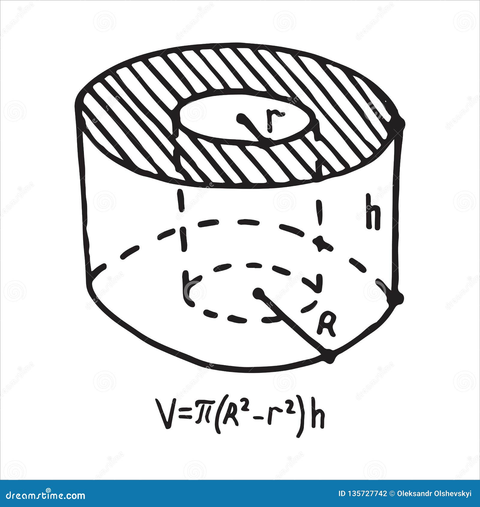 Volume Du Corps Creux De Cylindre Illustration de Vecteur ...
