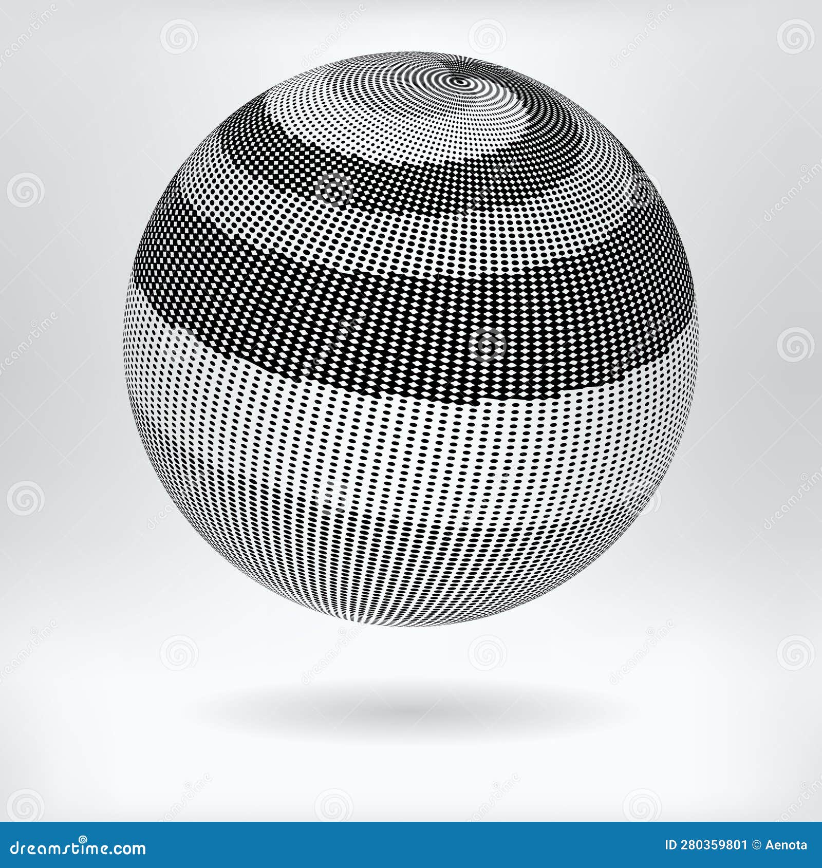 Volume Halftone Black and White Ball Stock Vector - Illustration of ...