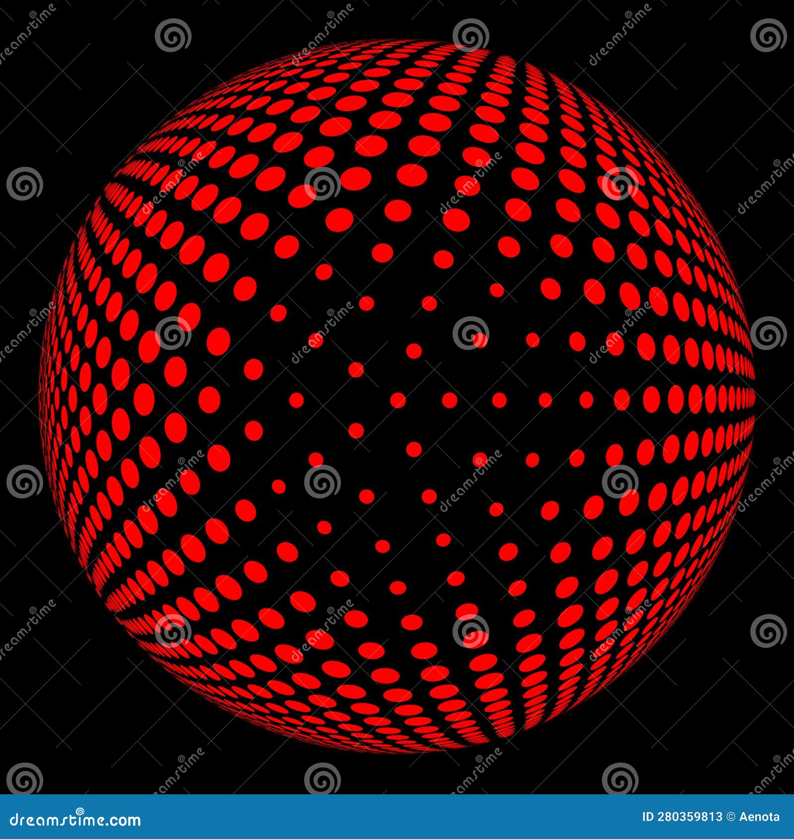 Volume Halftone Red Ball on Black Stock Vector - Illustration of round ...