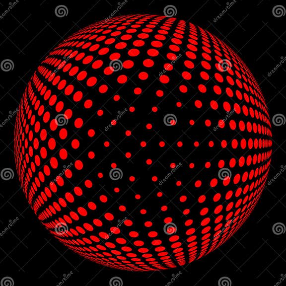 Volume Halftone Red Ball on Black Stock Vector - Illustration of round ...