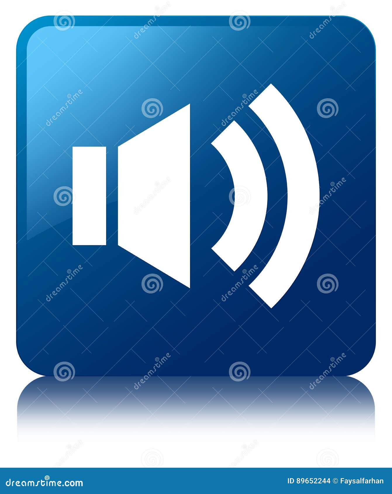 Volume Icon Blue Square Button Stock Illustration - Illustration of ...