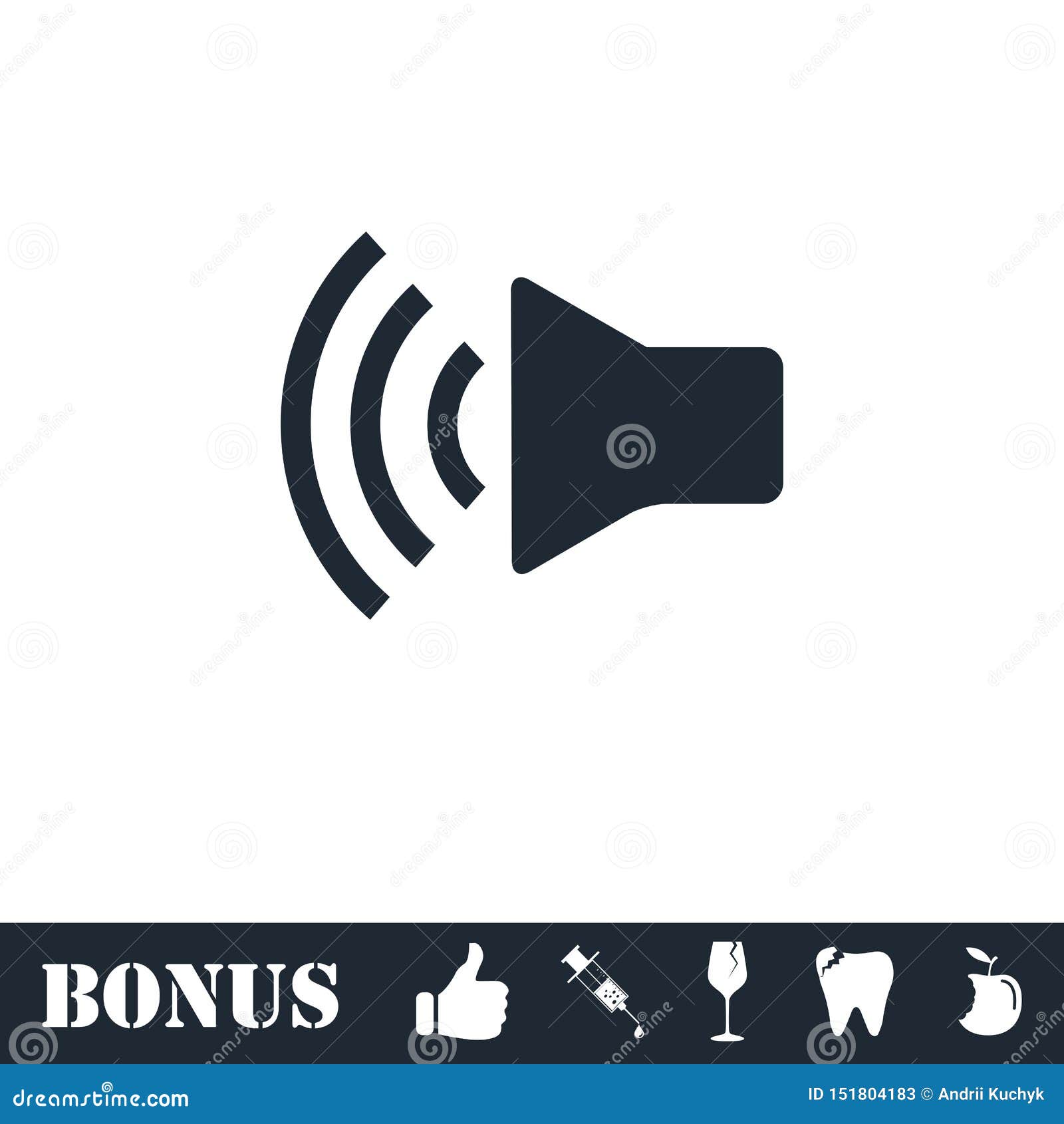 Volume icon flat stock vector. Illustration of design - 151804183