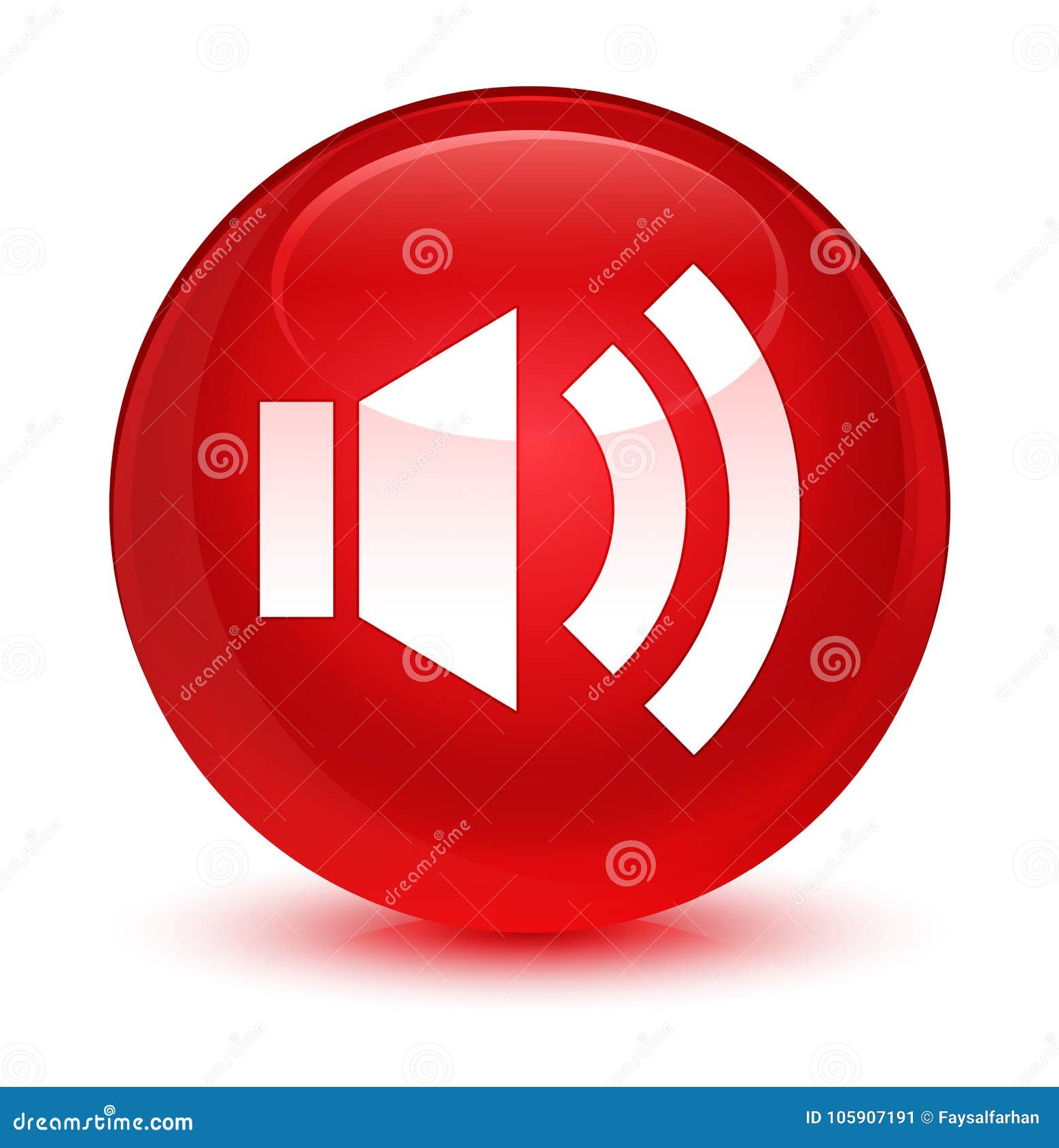 Volume Icon Glassy Red Round Button Stock Illustration - Illustration ...