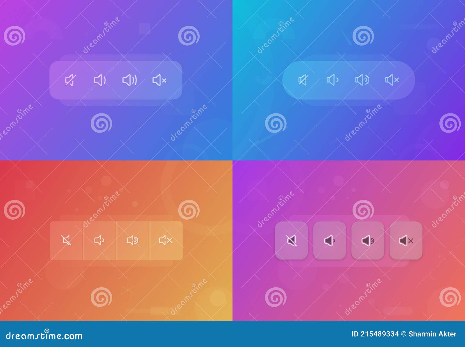 Volume Icon Set with GUI Bar - Stock Vector Stock Vector - Illustration ...
