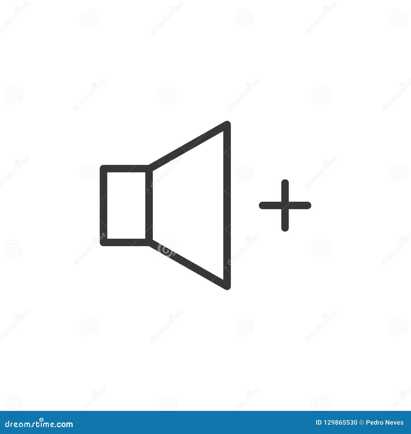 Volume Increase Icon. Vector Thin Line Speaker with a Plus Sign for ...