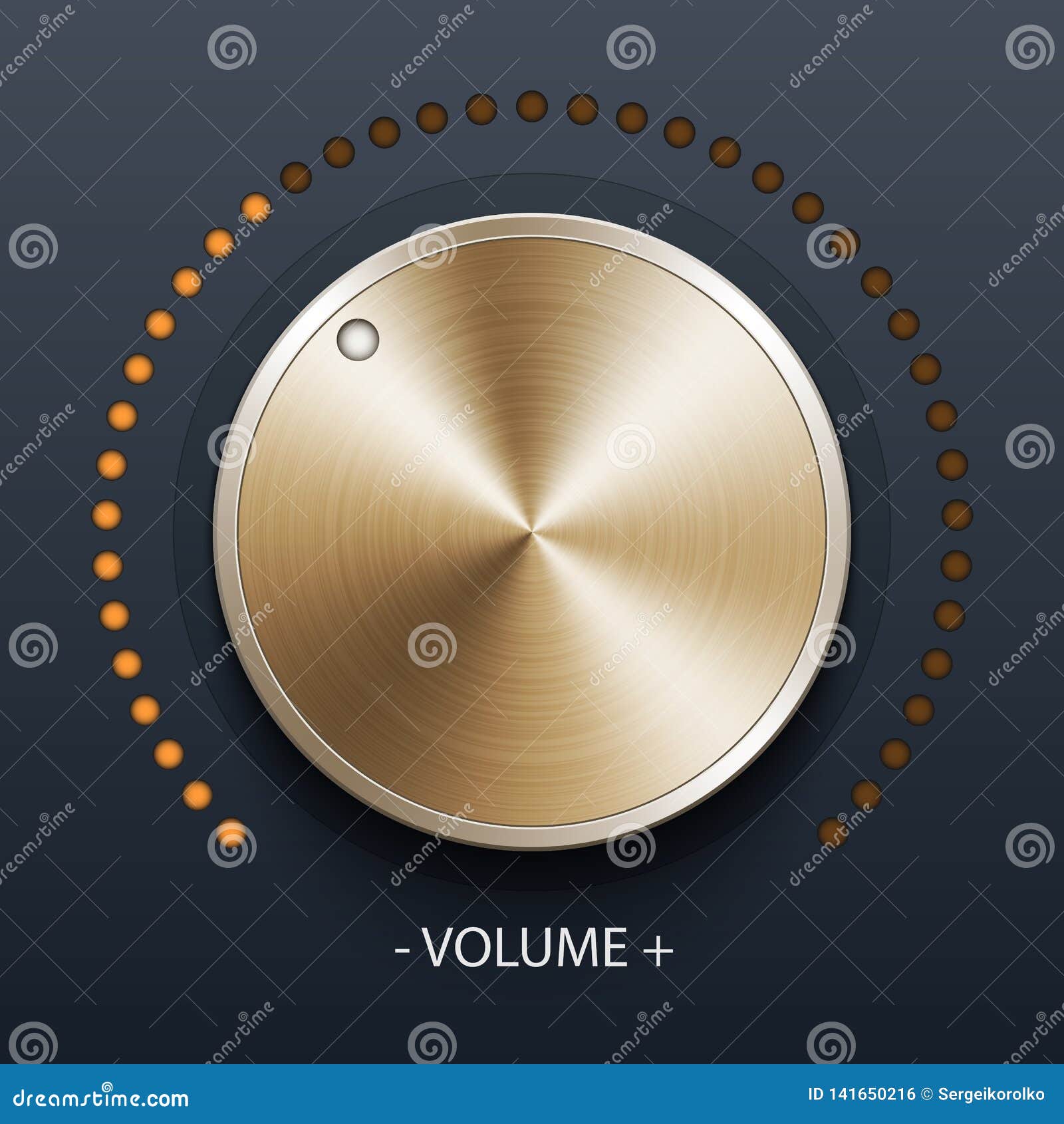 Volume Knob with Gold Texture Stock Vector - Illustration of interface ...