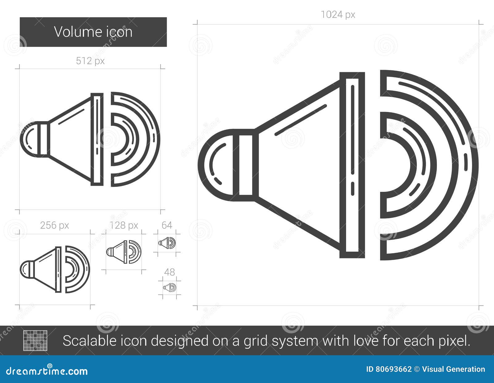 Volume line icon. stock vector. Illustration of graphic - 80693662