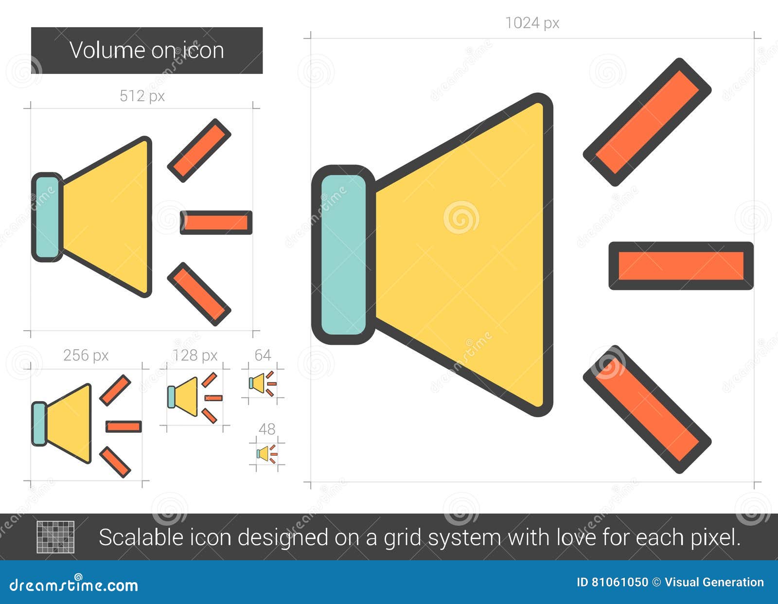 Volume on line icon. stock vector. Illustration of audio - 81061050