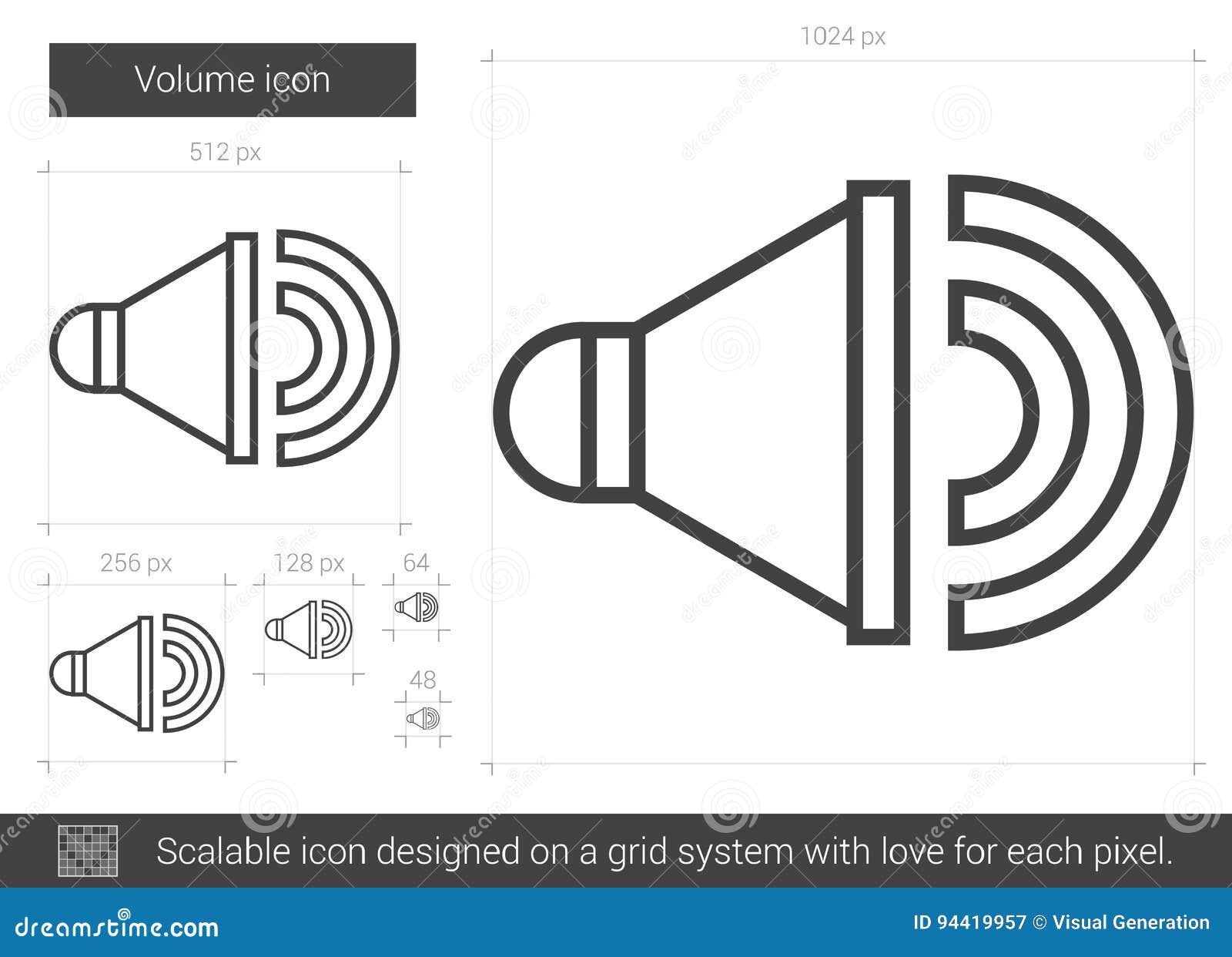 Volume line icon. stock vector. Illustration of modern - 94419957