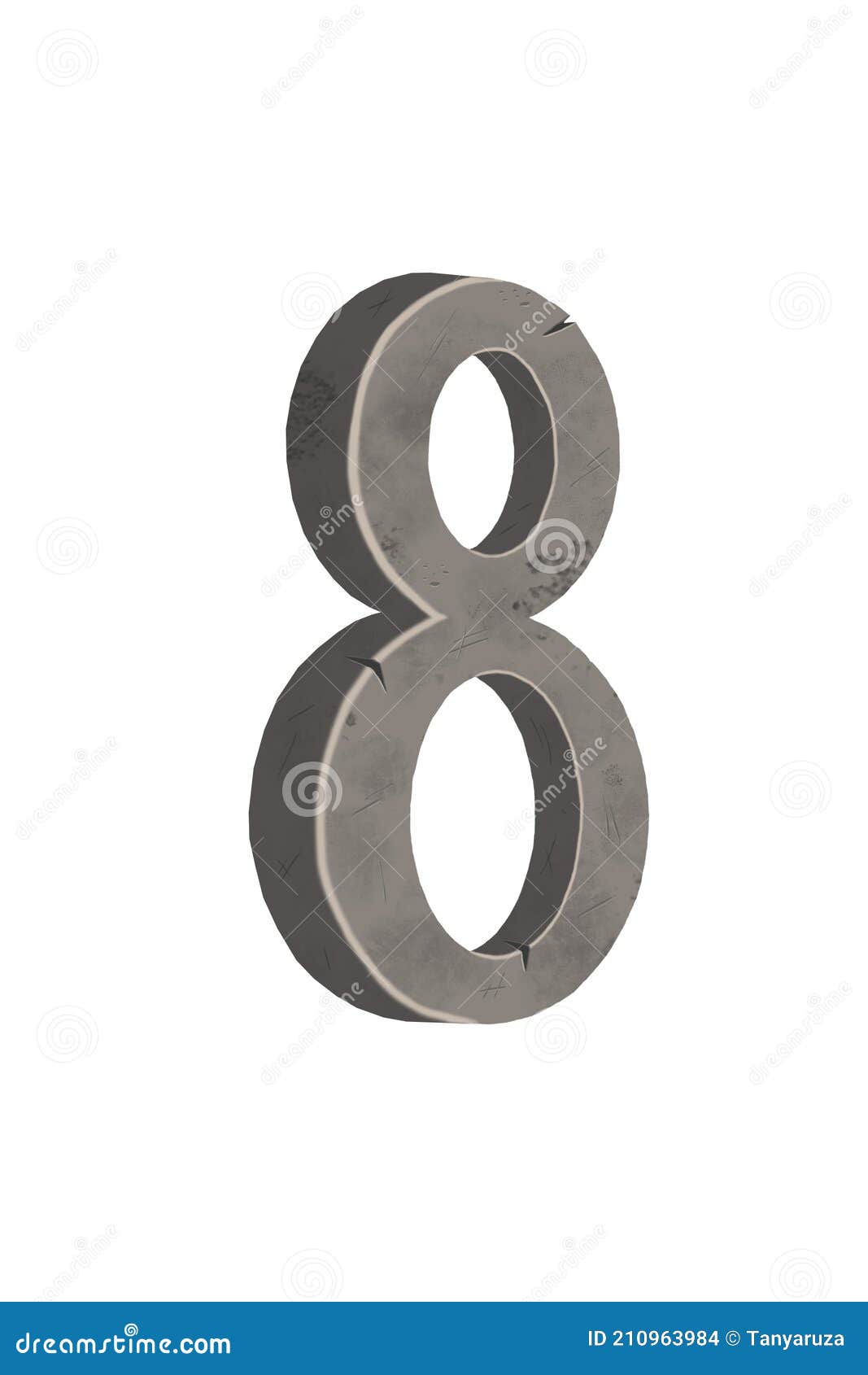 Volume Metal Figure Eight Isolated On A White Background. Bitmap ...