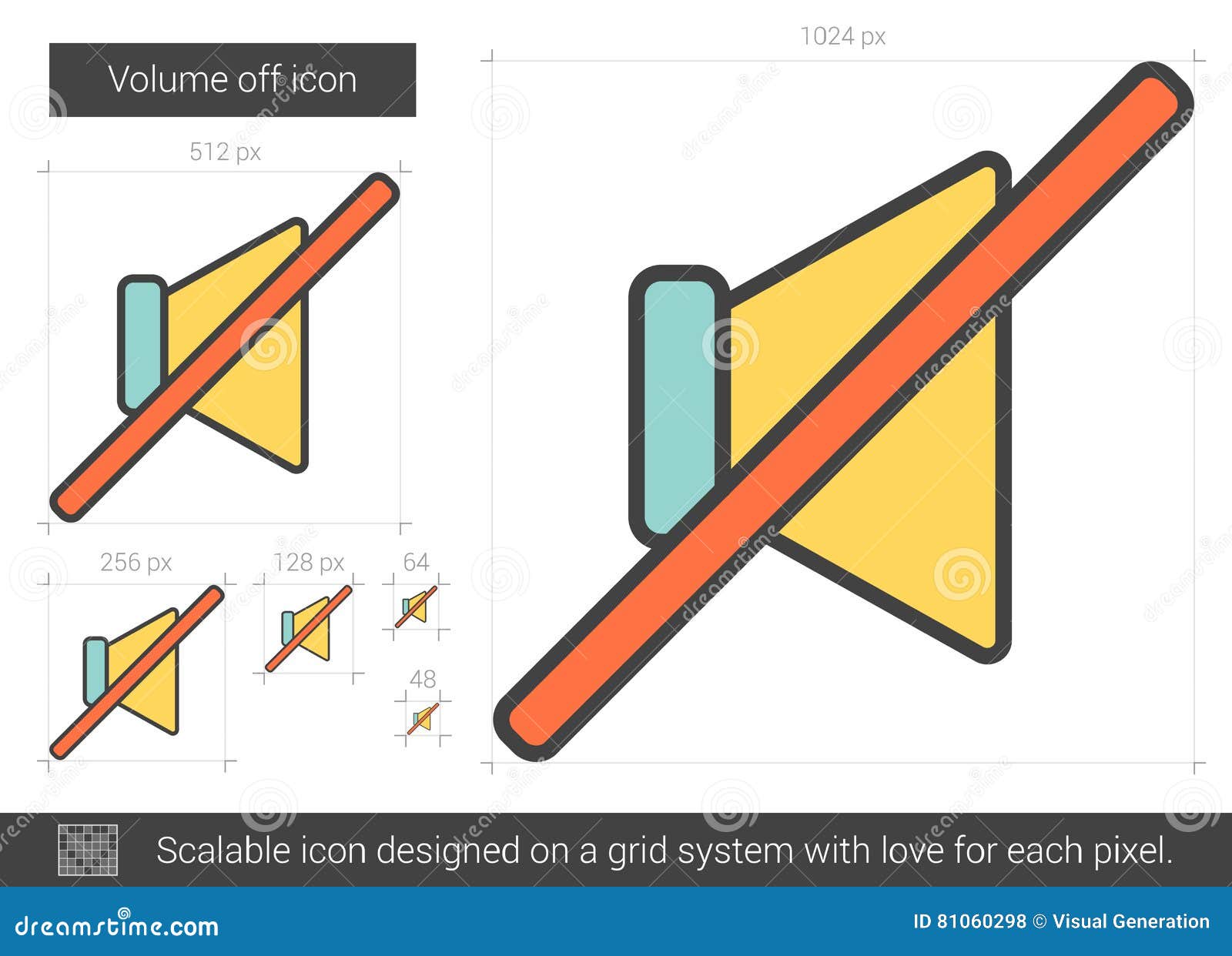 Volume off line icon. stock vector. Illustration of application - 81060298