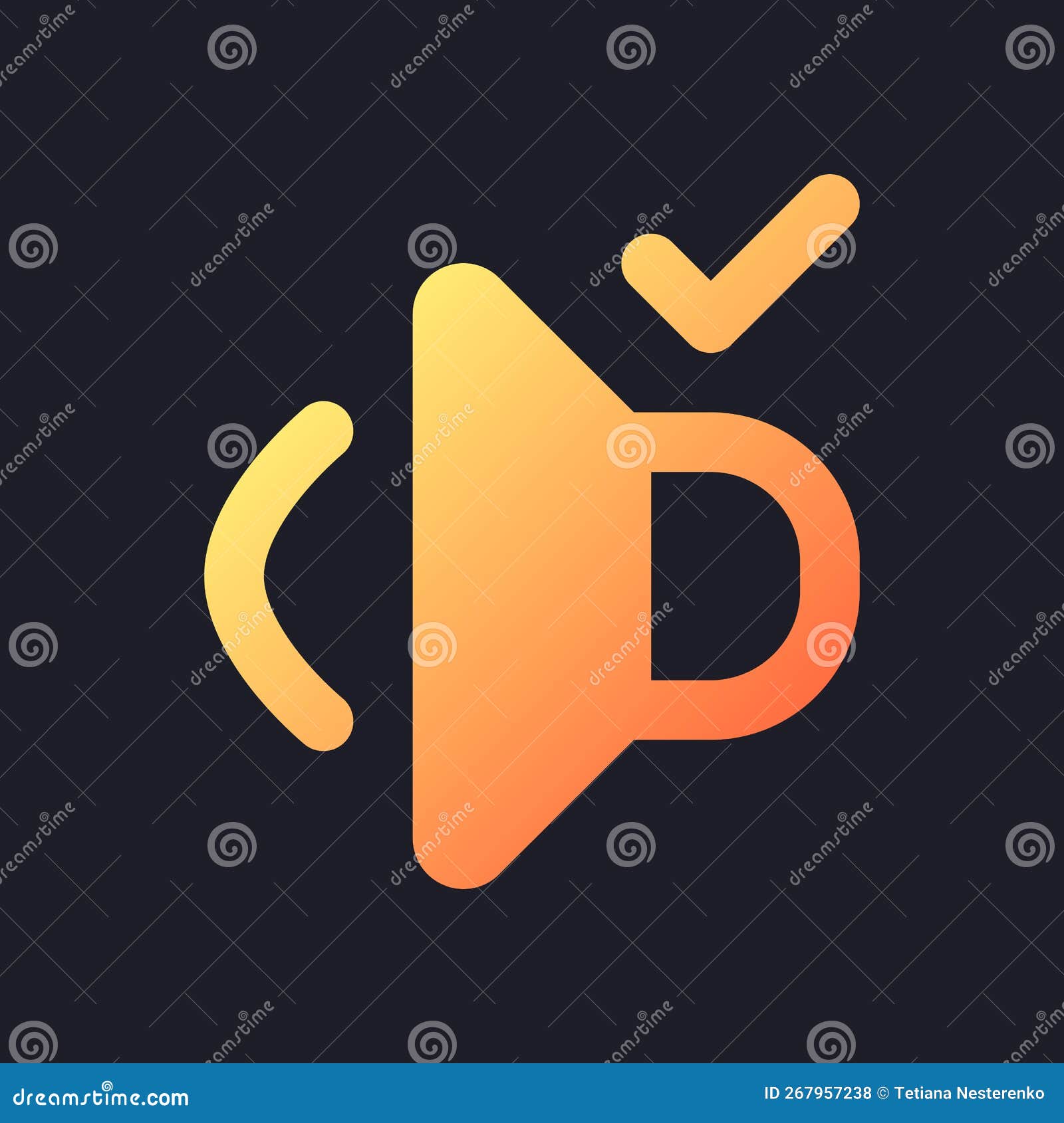 Volume on Orange Solid Gradient Ui Icon for Dark Theme Stock Vector ...