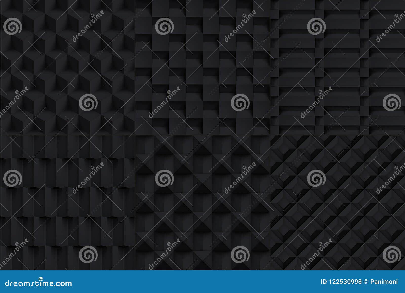 8 Volume Realistic Cubes Textures Set, White Geometric Patterns, Vector ...