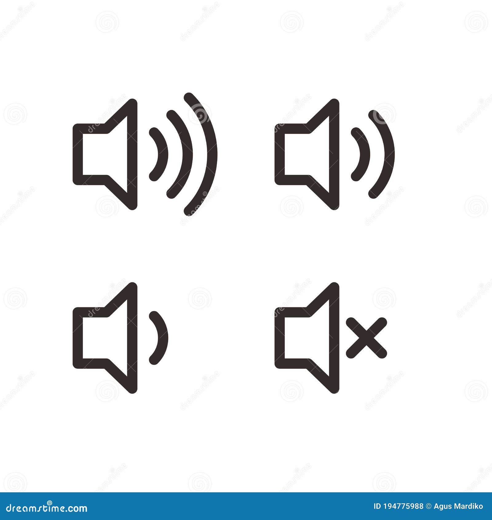 Volume Set Icon, Up Down Mute Bar Vector Eps Stock Vector ...