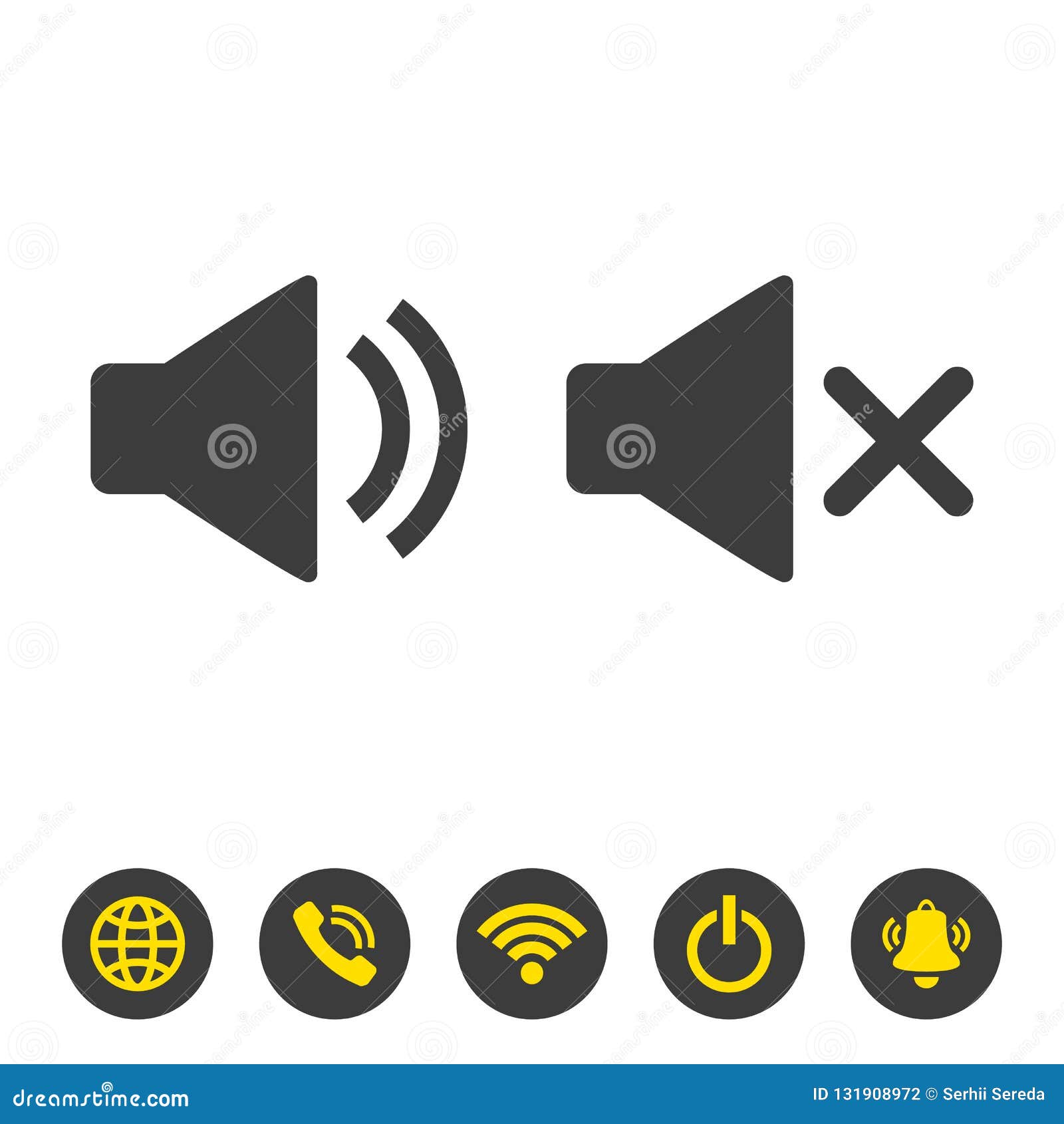 Volume / Sound Level Symbols - Icons Cartoon Vector | CartoonDealer.com ...