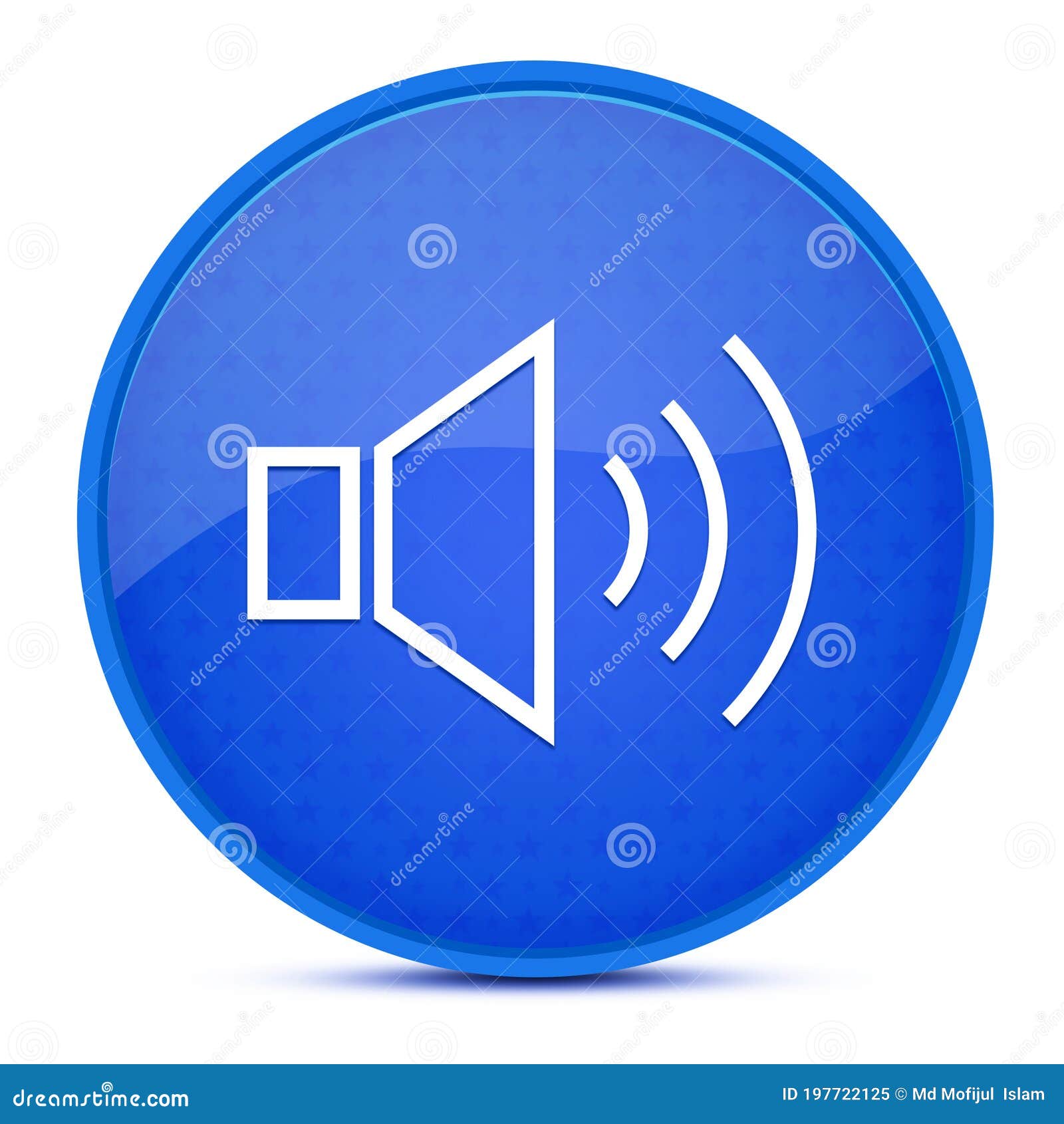 Volume Speaker Aesthetic Glossy Blue Round Button Abstract Stock ...